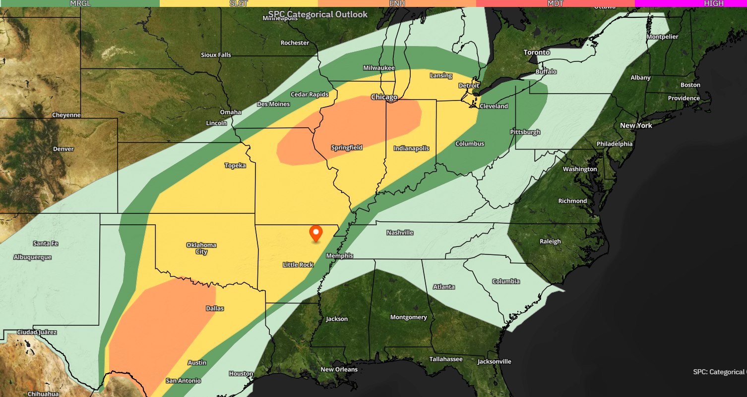 Today's Severe Weather Outlook: Slight Risk for Parts of Arkansas on ...